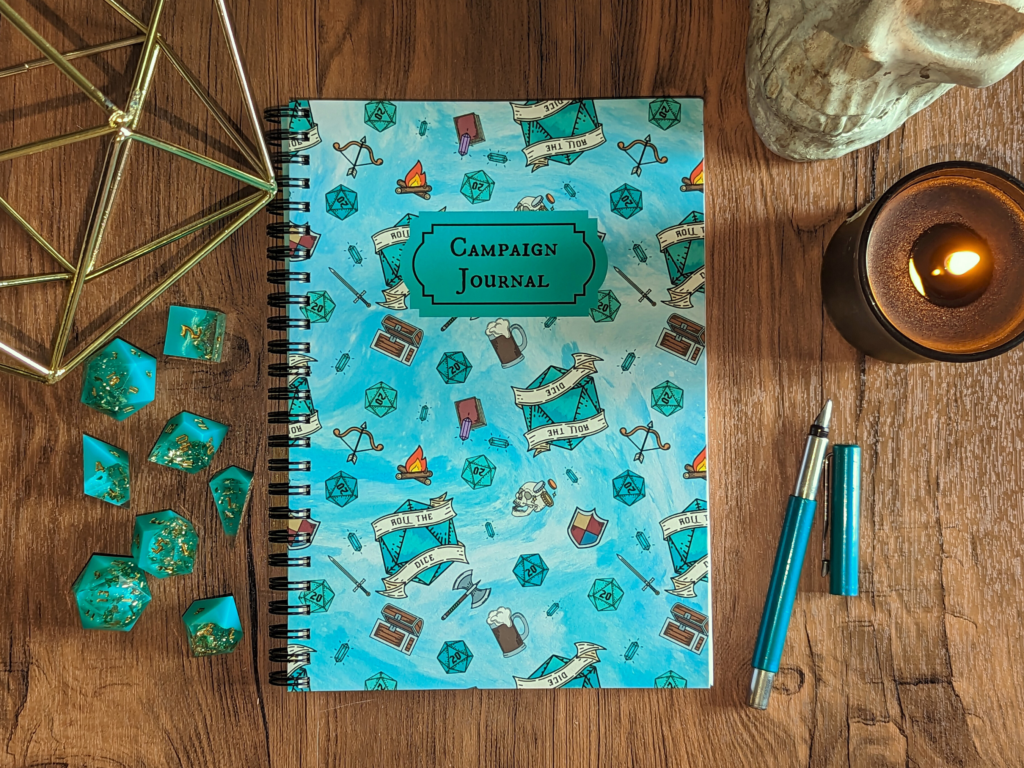Roll the Dice: Aqua - Deluxe DnD Campaign Journal - Crit Happens Dice