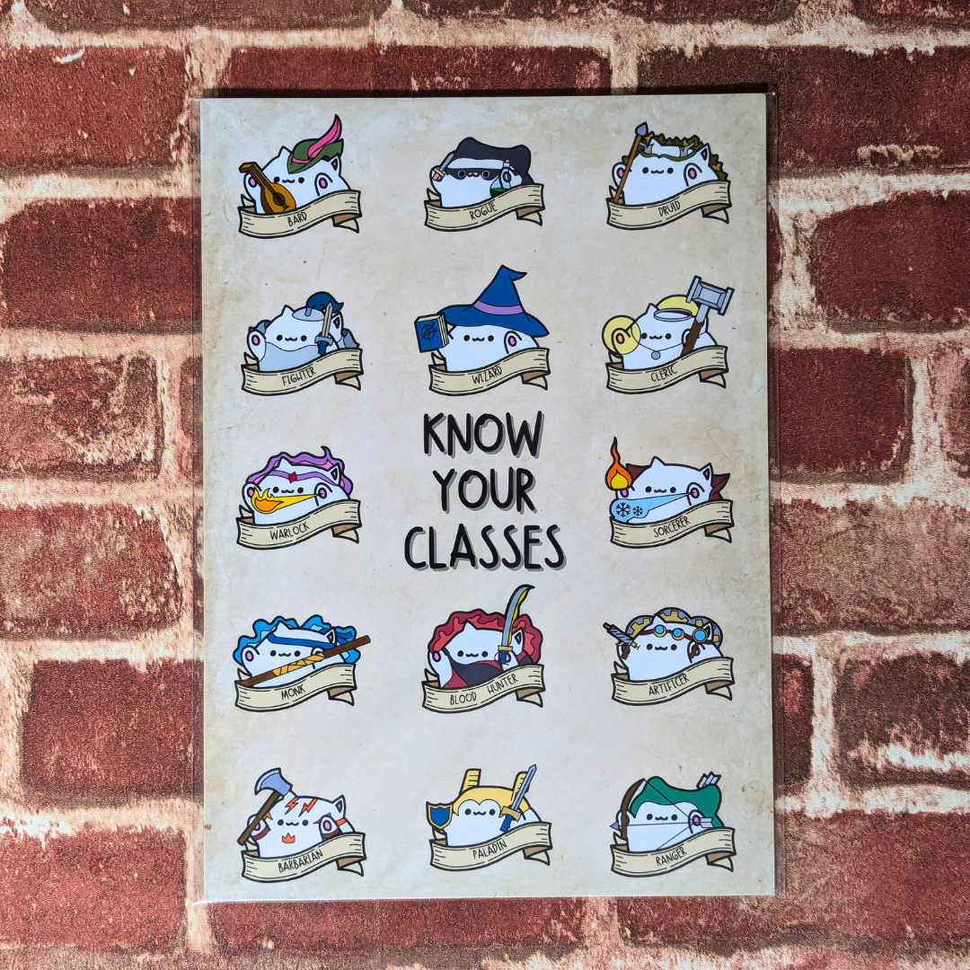DnD Classes Poster - Crit Happens Dice